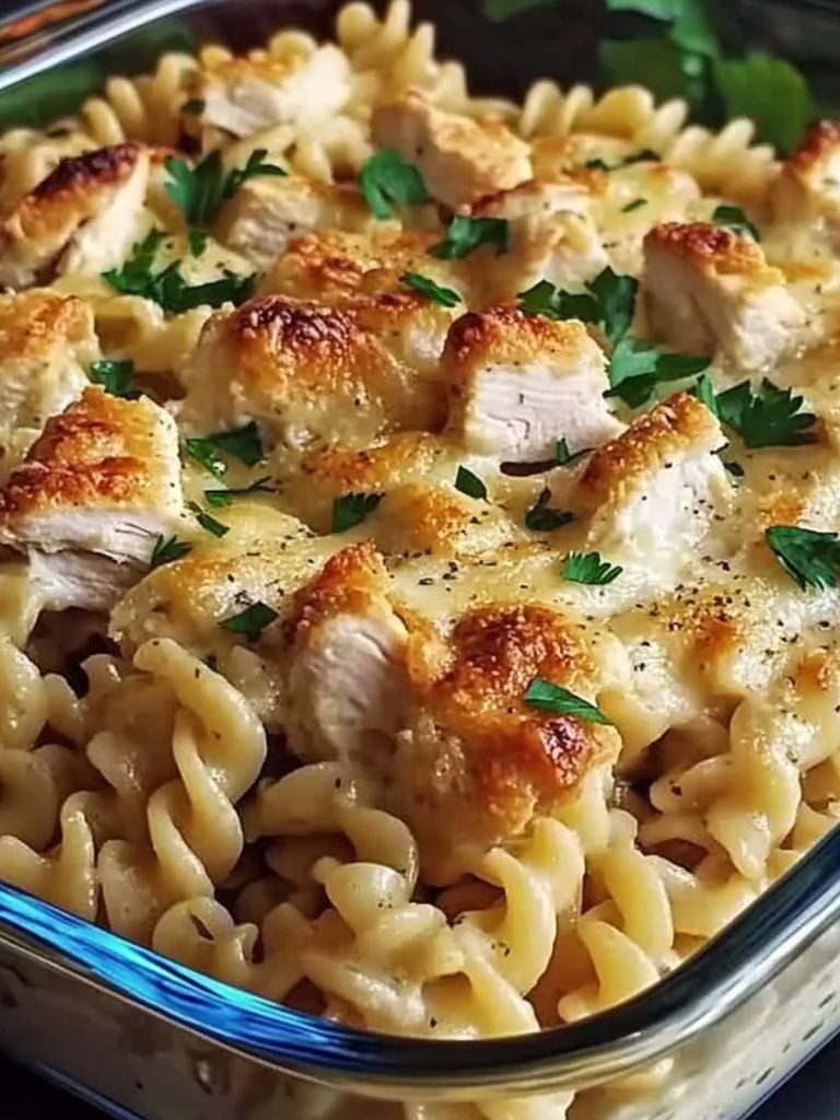 Easy Garlic Parmesan Chicken Pasta Bake Recipe: Creamy, Cheesy, and ...