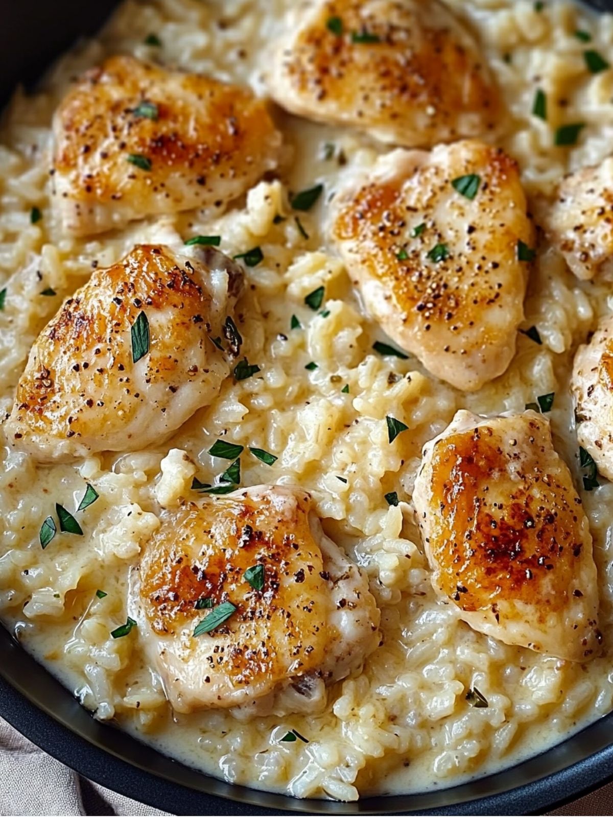 One-Pan Creamy Parmesan Chicken and Rice Recipe