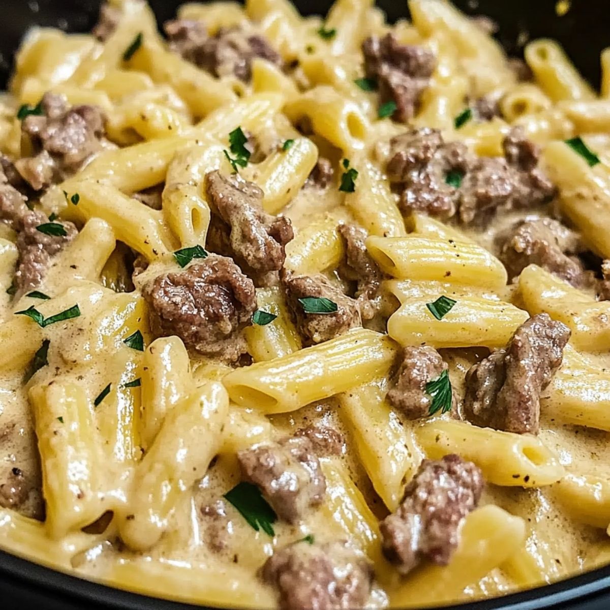 Creamy Beef and Garlic Butter Pasta Delight
