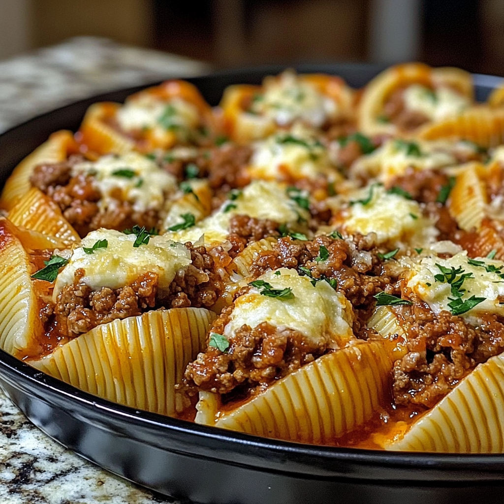 Beef-Stuffed Shells with Creamy Ricotta Filling