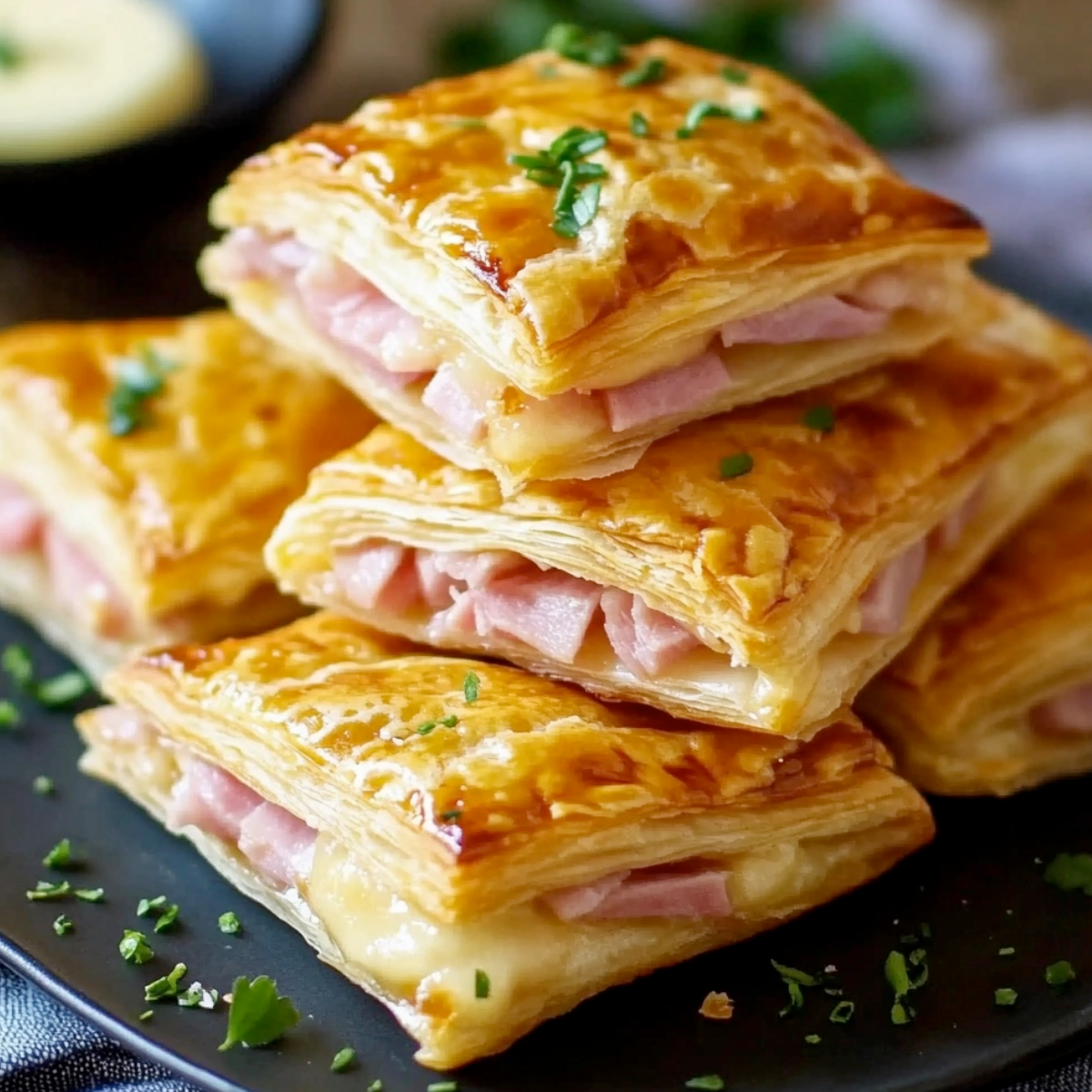 Cheesy Ham and Cheese Puff Pastry Pockets