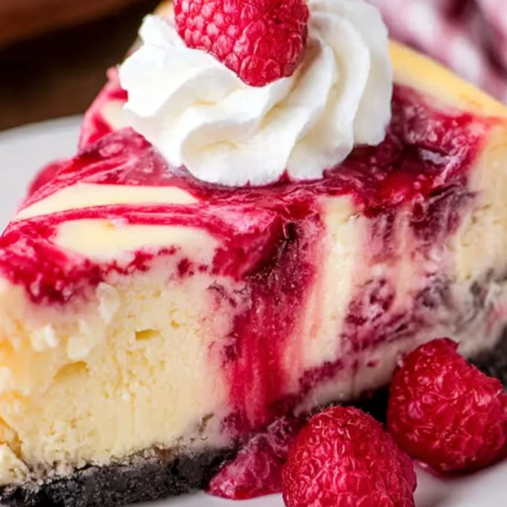 Silky White Chocolate Raspberry Cheesecake With Oreo Crust