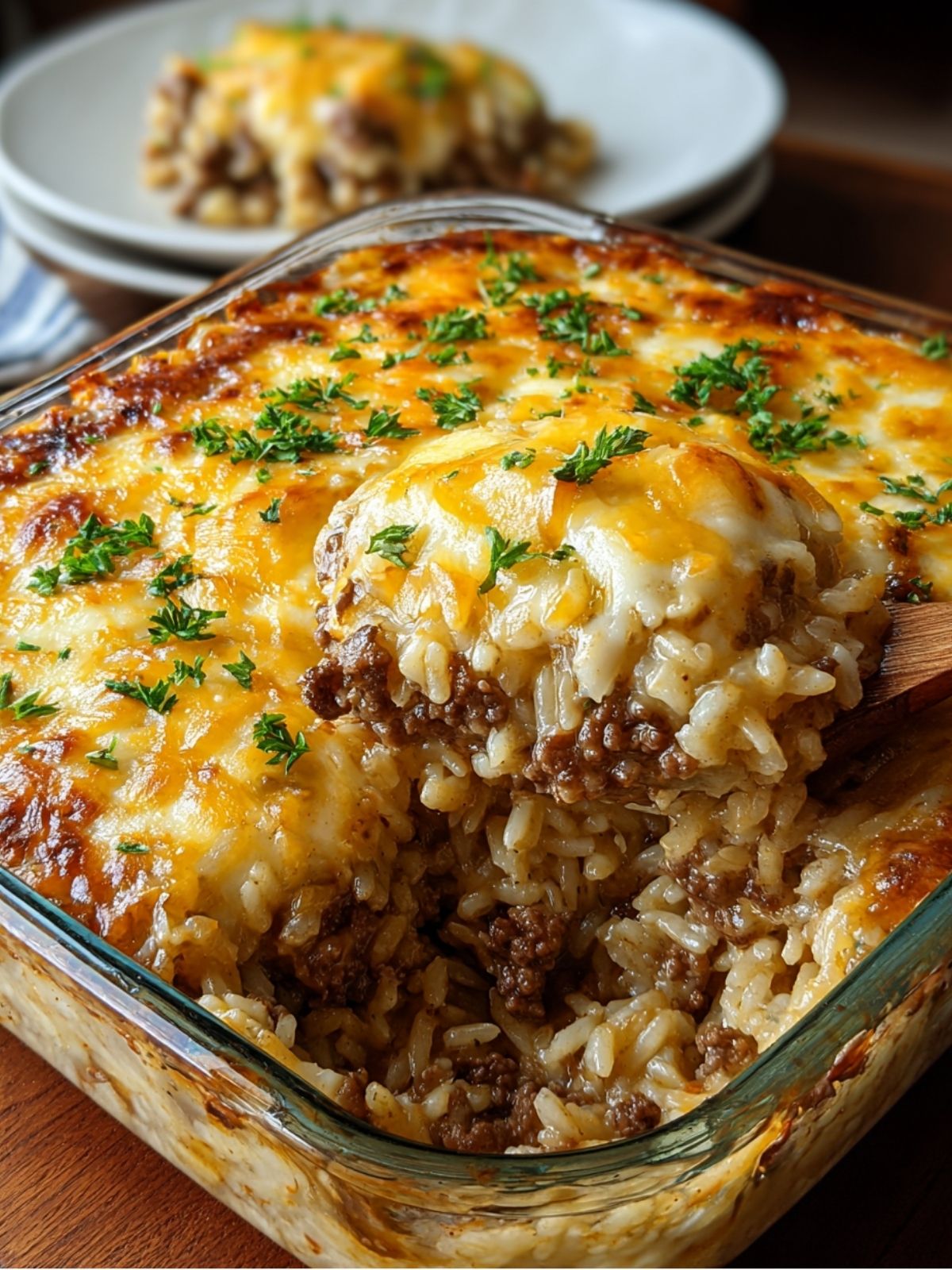 French Onion Ground Beef Rice Casserole