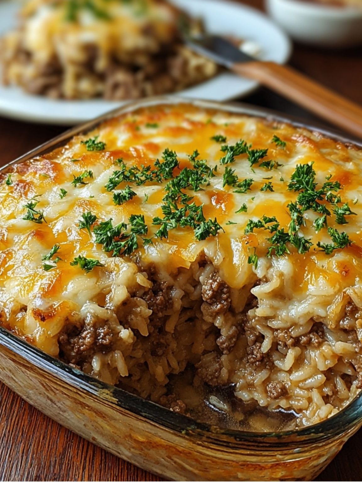 French Onion Ground Beef Rice Casserole