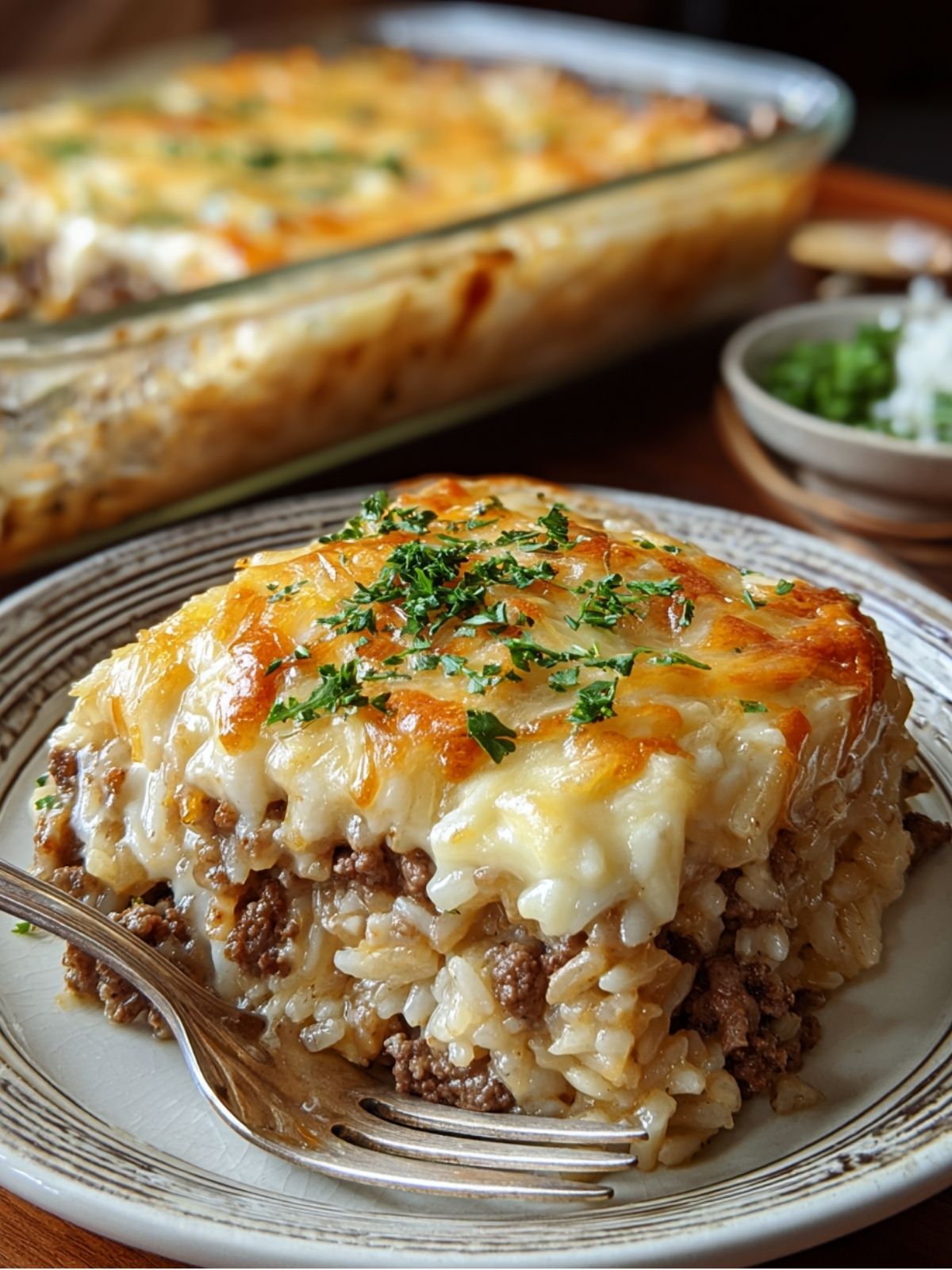 French Onion Ground Beef Rice Casserole