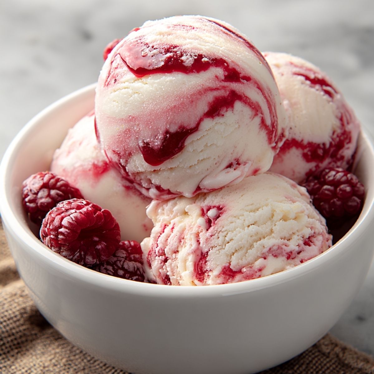 Homemade Raspberry Ripple Ice Cream