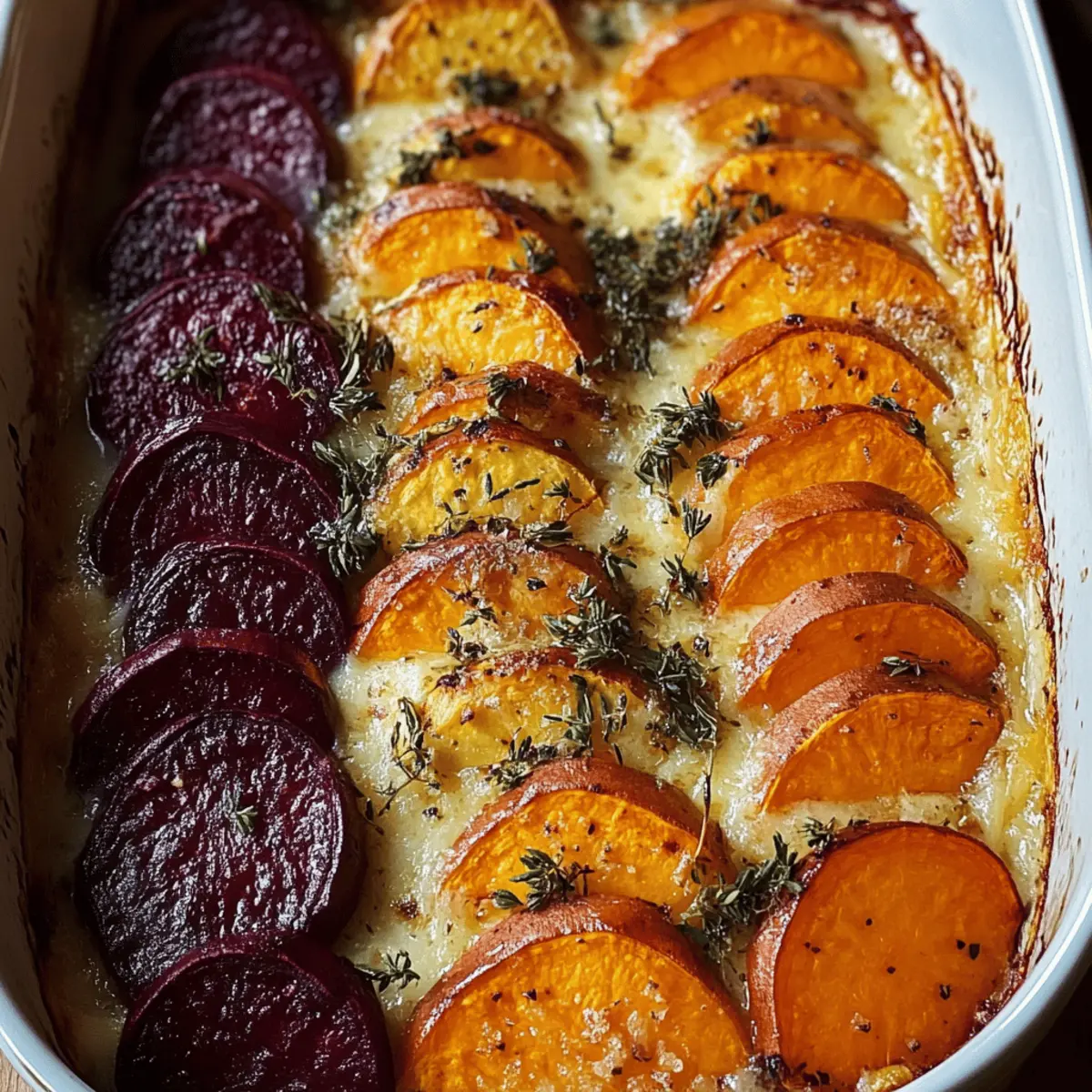 Ultimate Root Vegetable Gratin With Golden Sweet Potato & Beet
