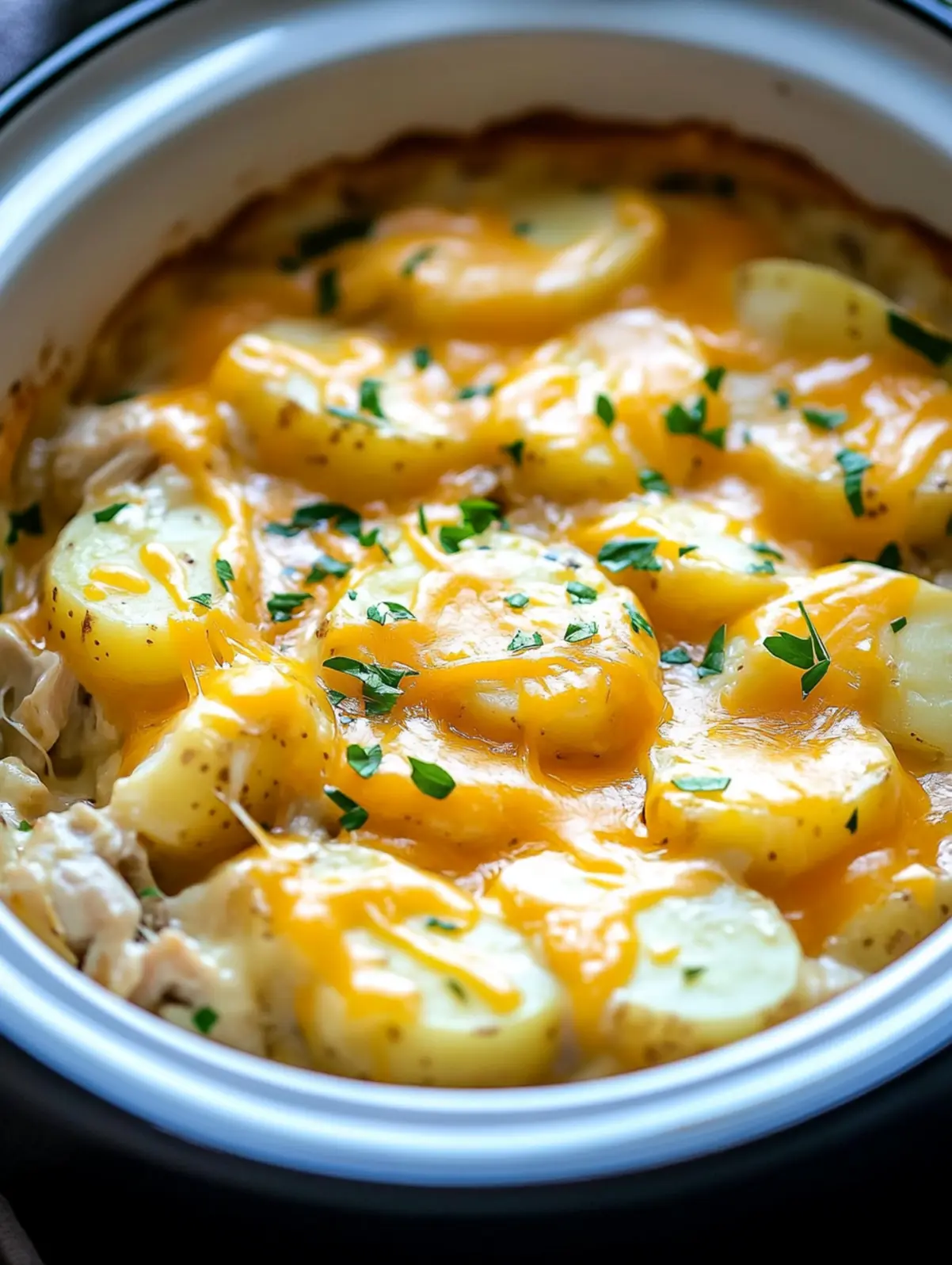 Comforting Slow Cooker Cheesy Chicken and Potato Casserole