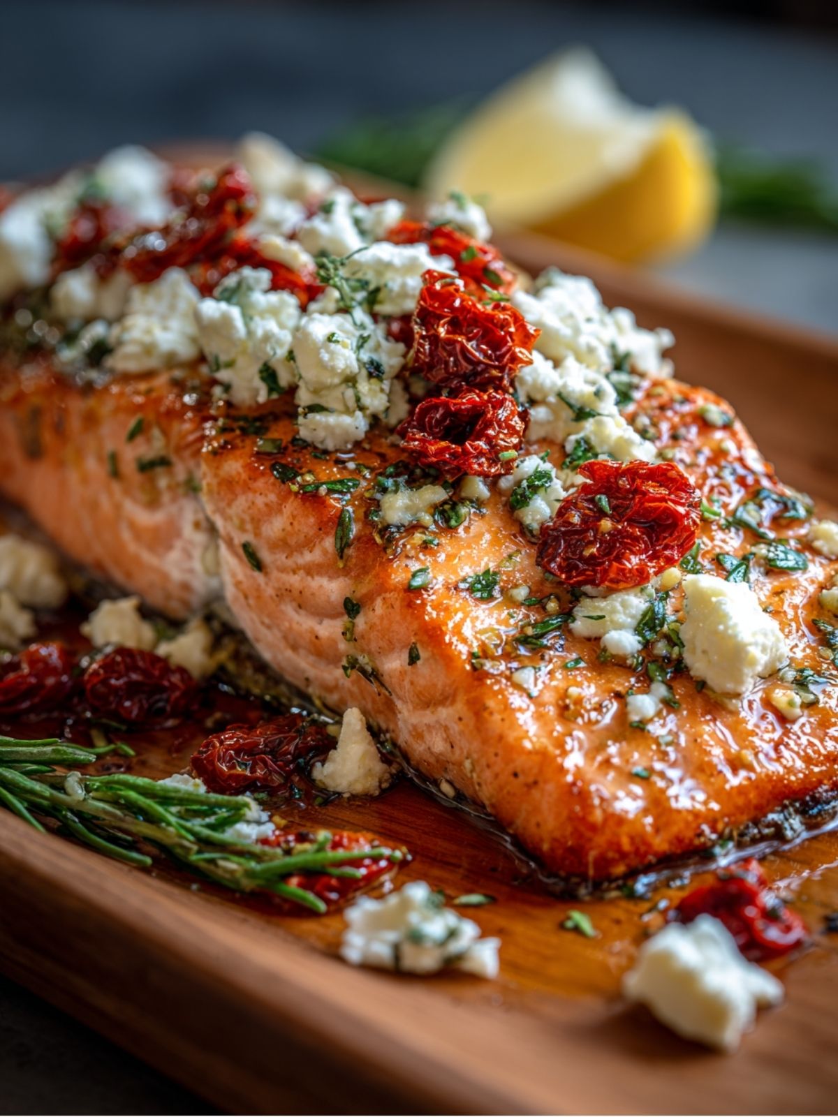 Mediterranean Salmon With Feta Sun-dried Tomatoes