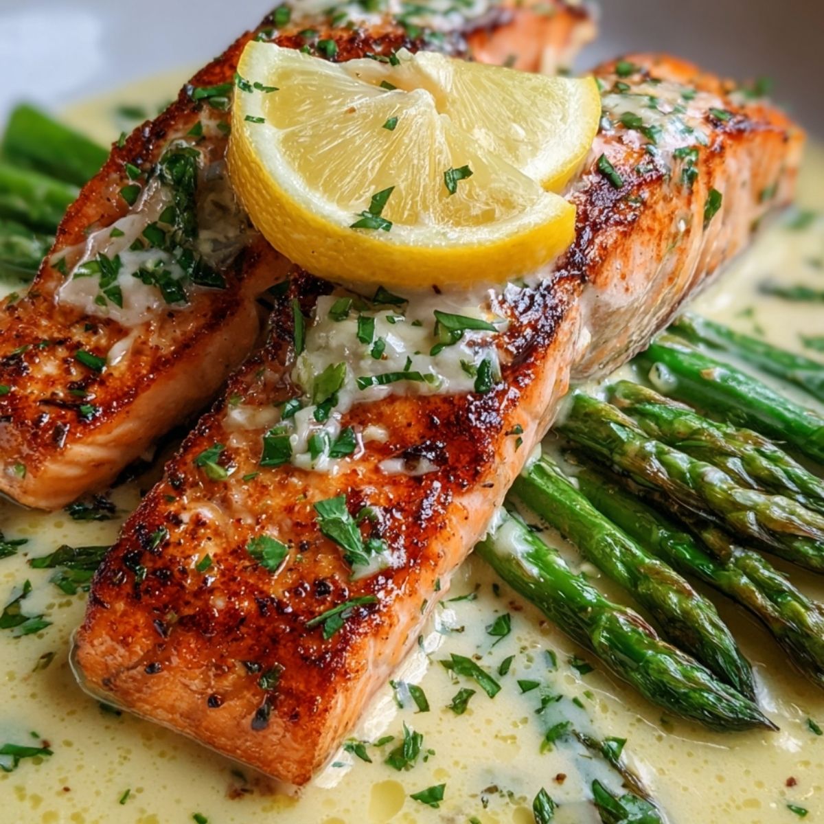 Easy Pan-seared Salmon With Garlic Lemon Butter Sauce