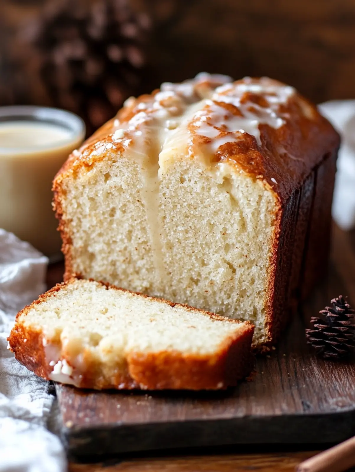 Irresistible Holiday Eggnog Bread with Vanilla Glaze