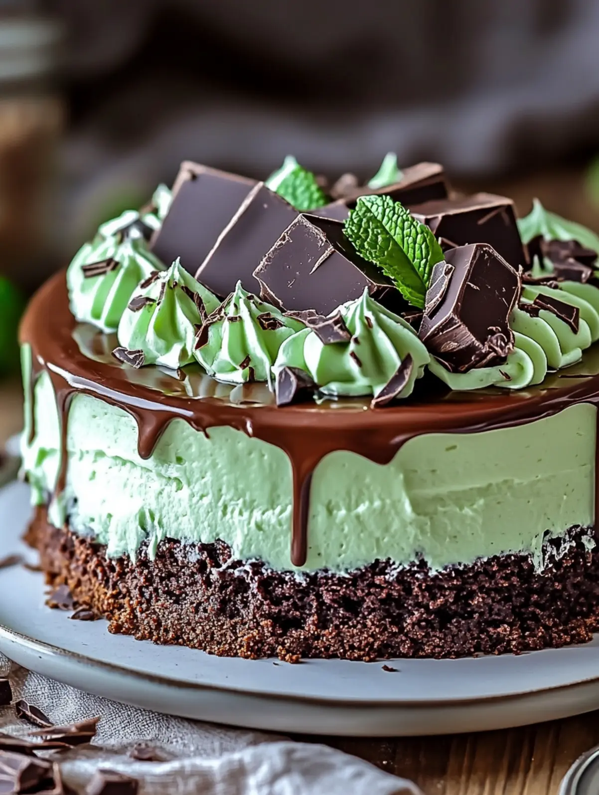 Ultimate Mint Chocolate Fudge Cheesecake Cake