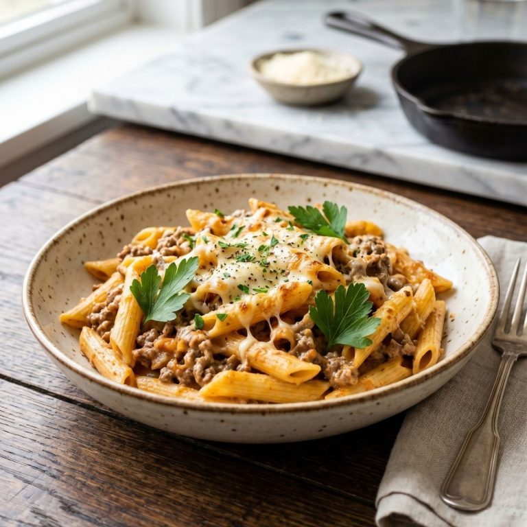 Creamy High Protein Beef Pasta
